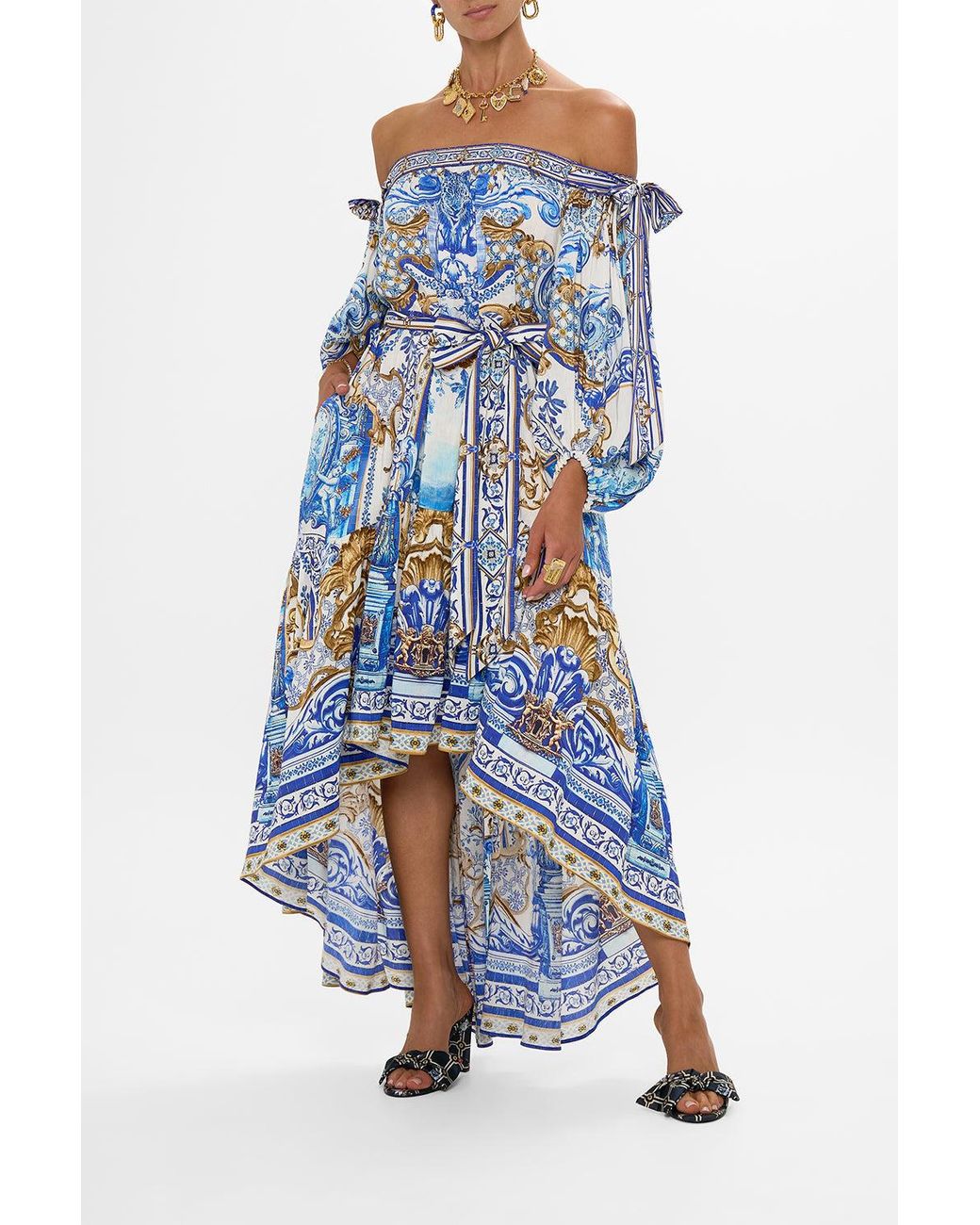 CAMILLA Bow Sleeve Maxi Dress Azul Adventures in Blue | Lyst UK