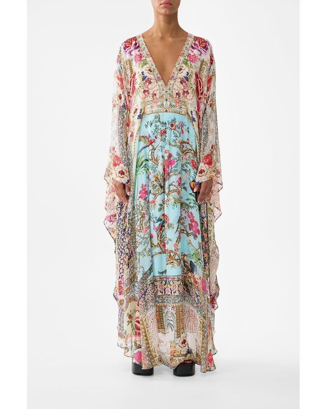 CAMILLA Long Kaftan With Waist Detail Sultans And Queens in White | Lyst UK