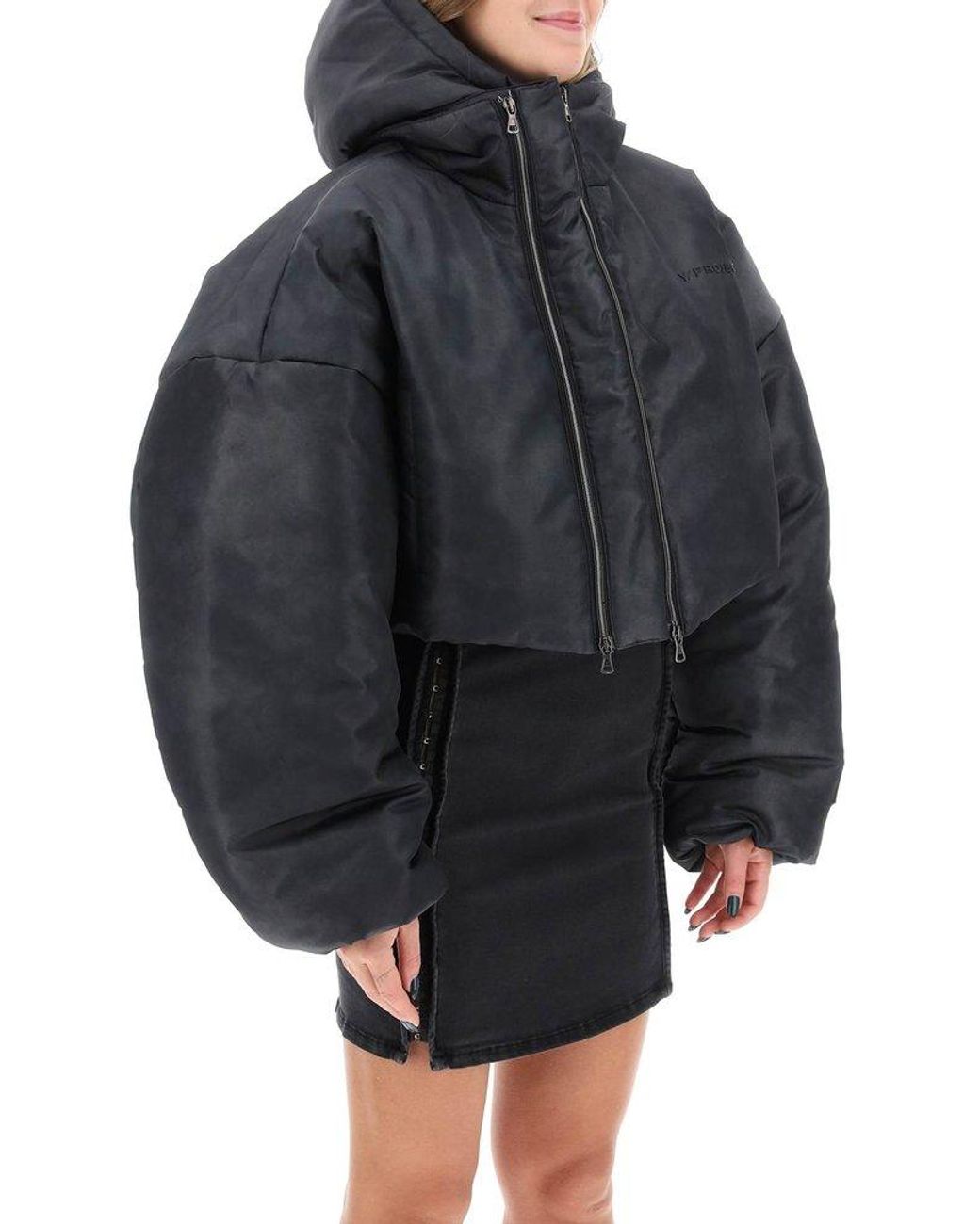 Y. Project Double Collar Cropped Puffer Jacket in Blue | Lyst Y. Project Double Collar Cropped Puffer Jacket in Blue | Lyst