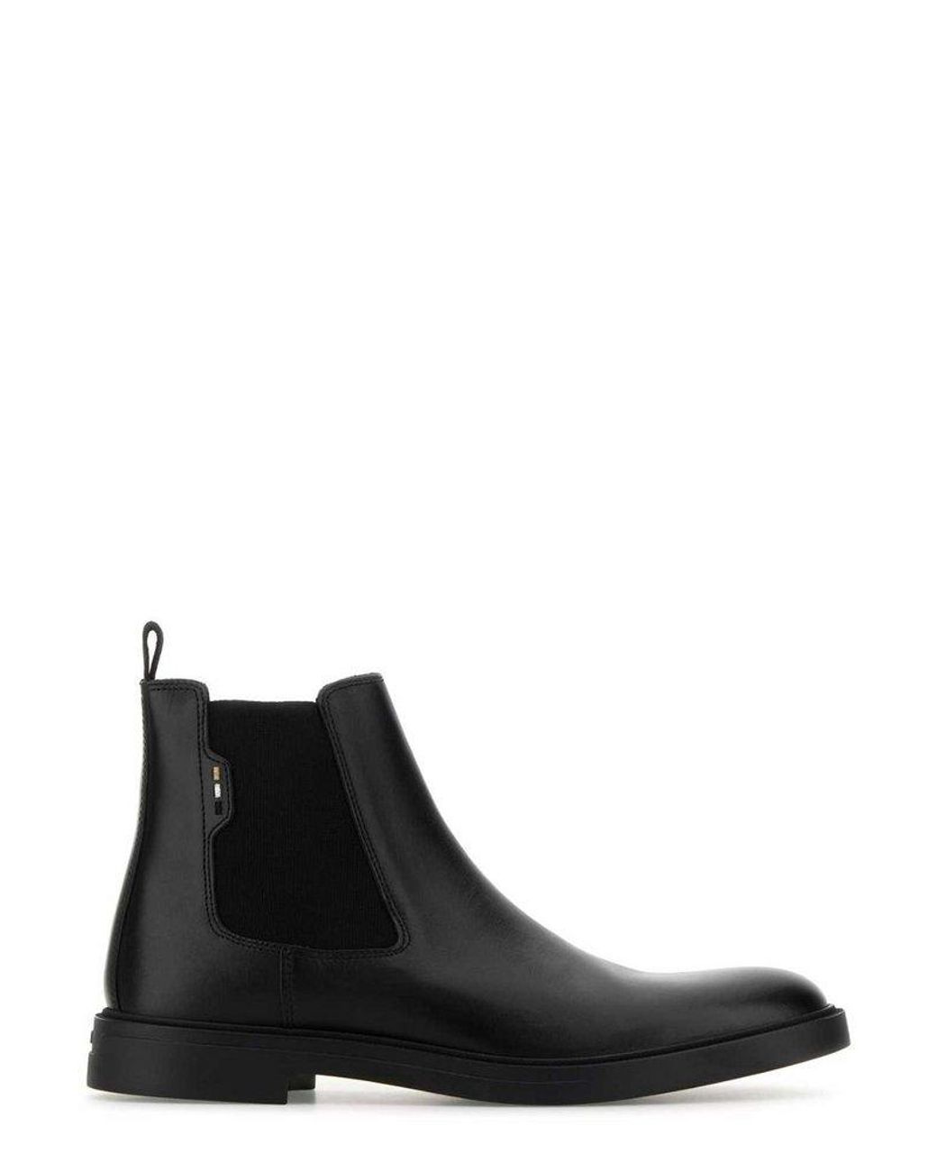 BOSS Signature-stripe Detail Chelsea Boots in Black for Men | Lyst
