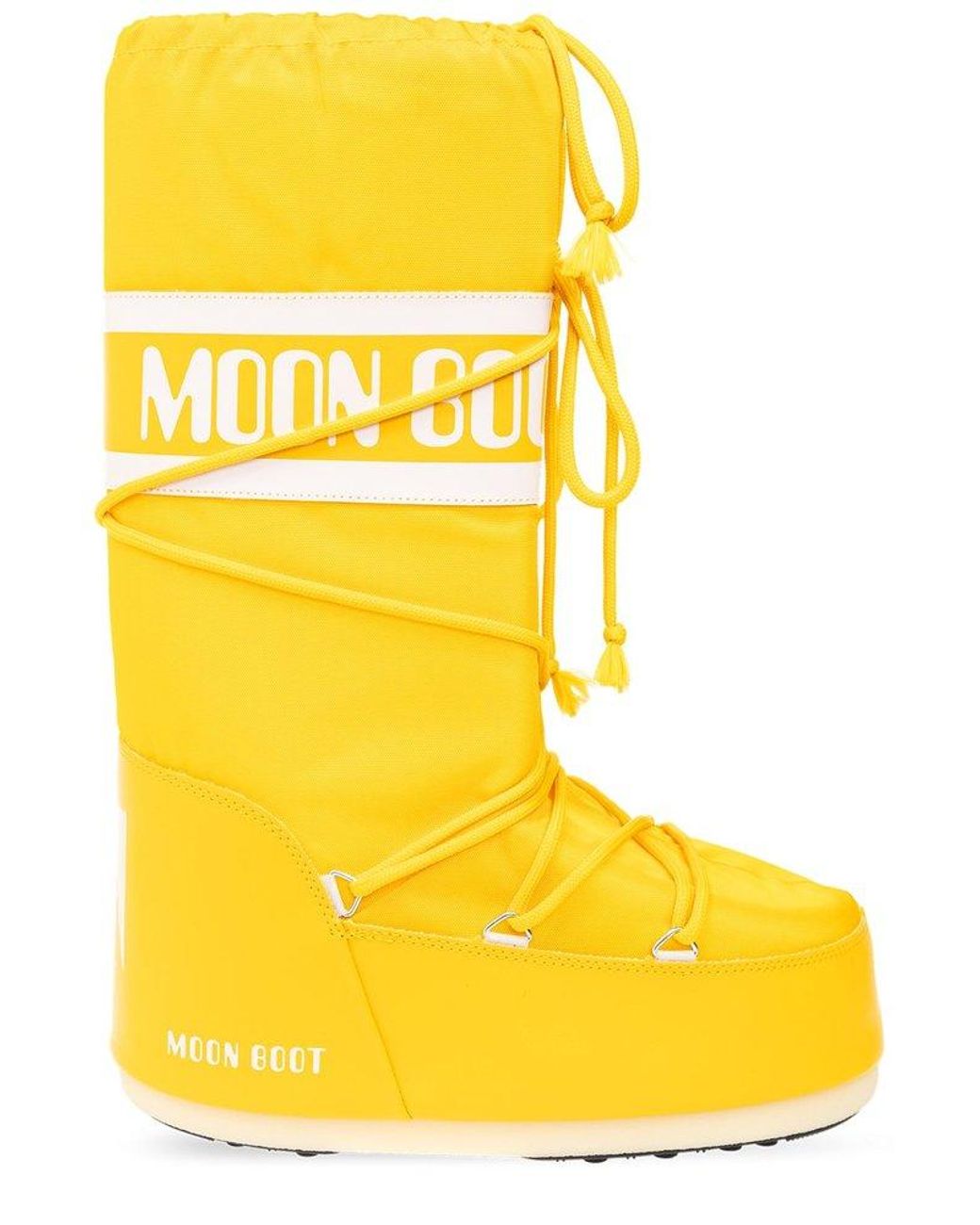 Moon Boot Icon Logo Printed Lace-up Snow Boots in Yellow for Men | Lyst
