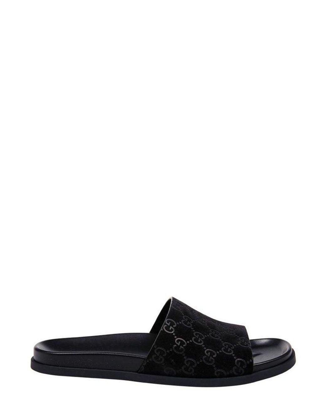 Gucci Logo Detailed Slide Sandals in Black for Men | Lyst