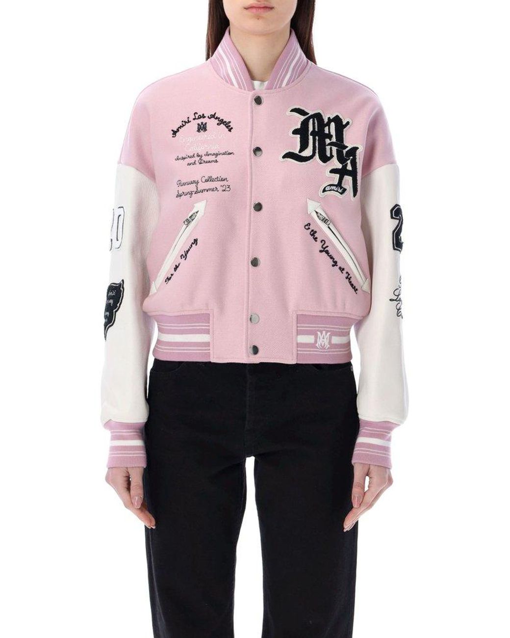 Amiri Oversized Varsity Jacket in Pink | Lyst