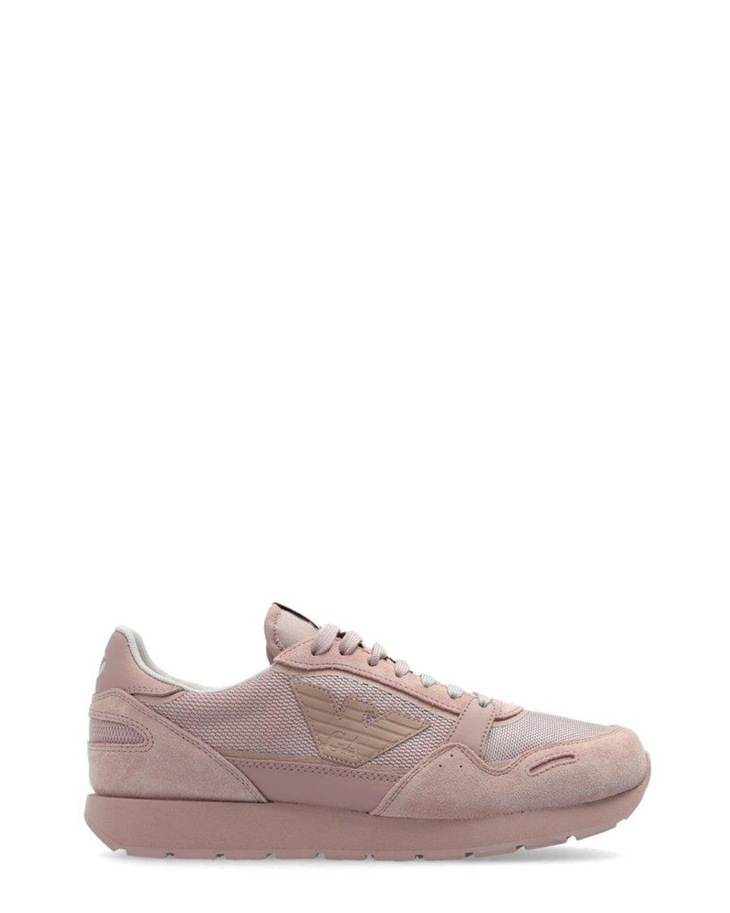 Emporio Armani Iconic Emblem Sneakers in Pink | Lyst