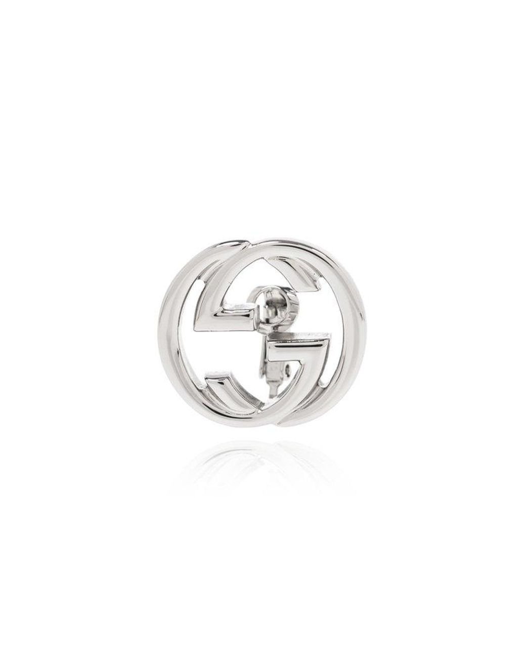 Gucci Mono Clip-on Earring With Logo in White | Lyst