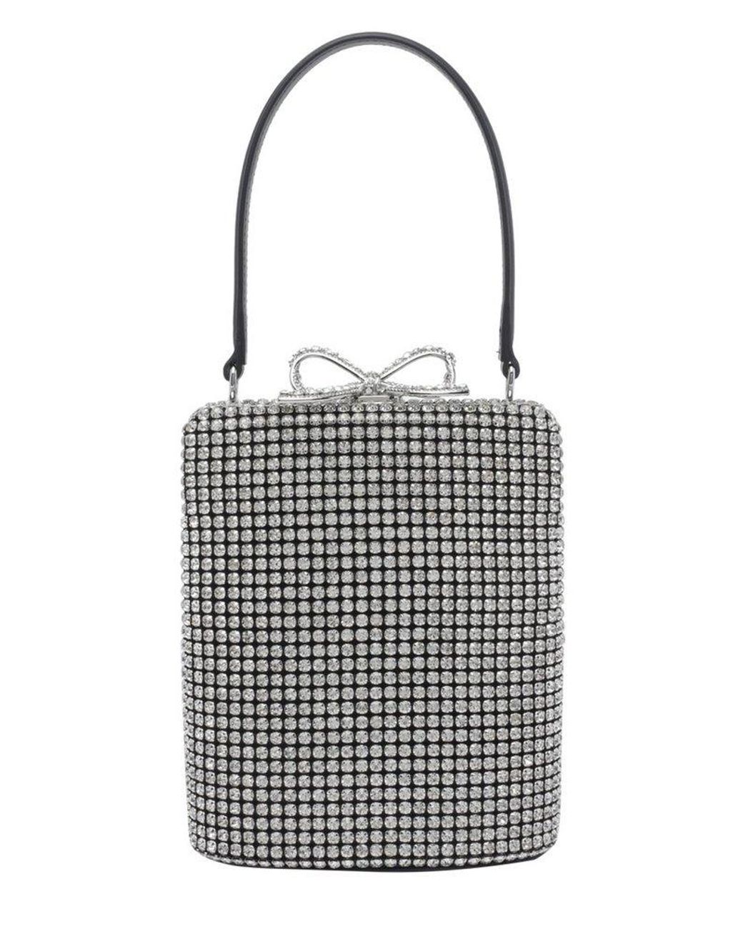 Self-Portrait Embellished Mini Bow Bag in Metallic | Lyst UK