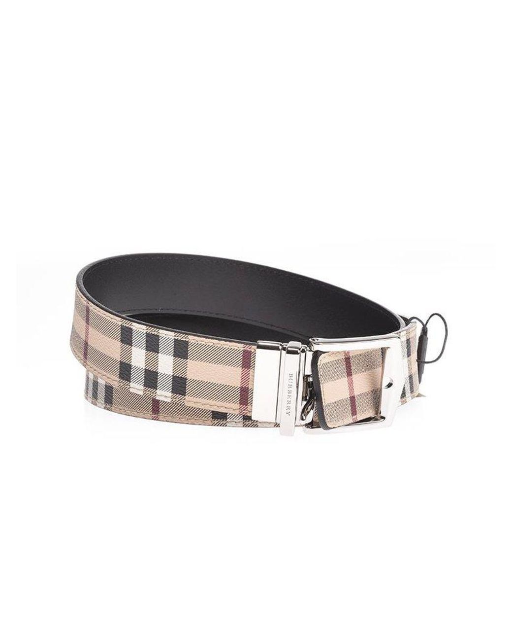 Burberry Check Printed Buckle Belt in Black for Men | Lyst