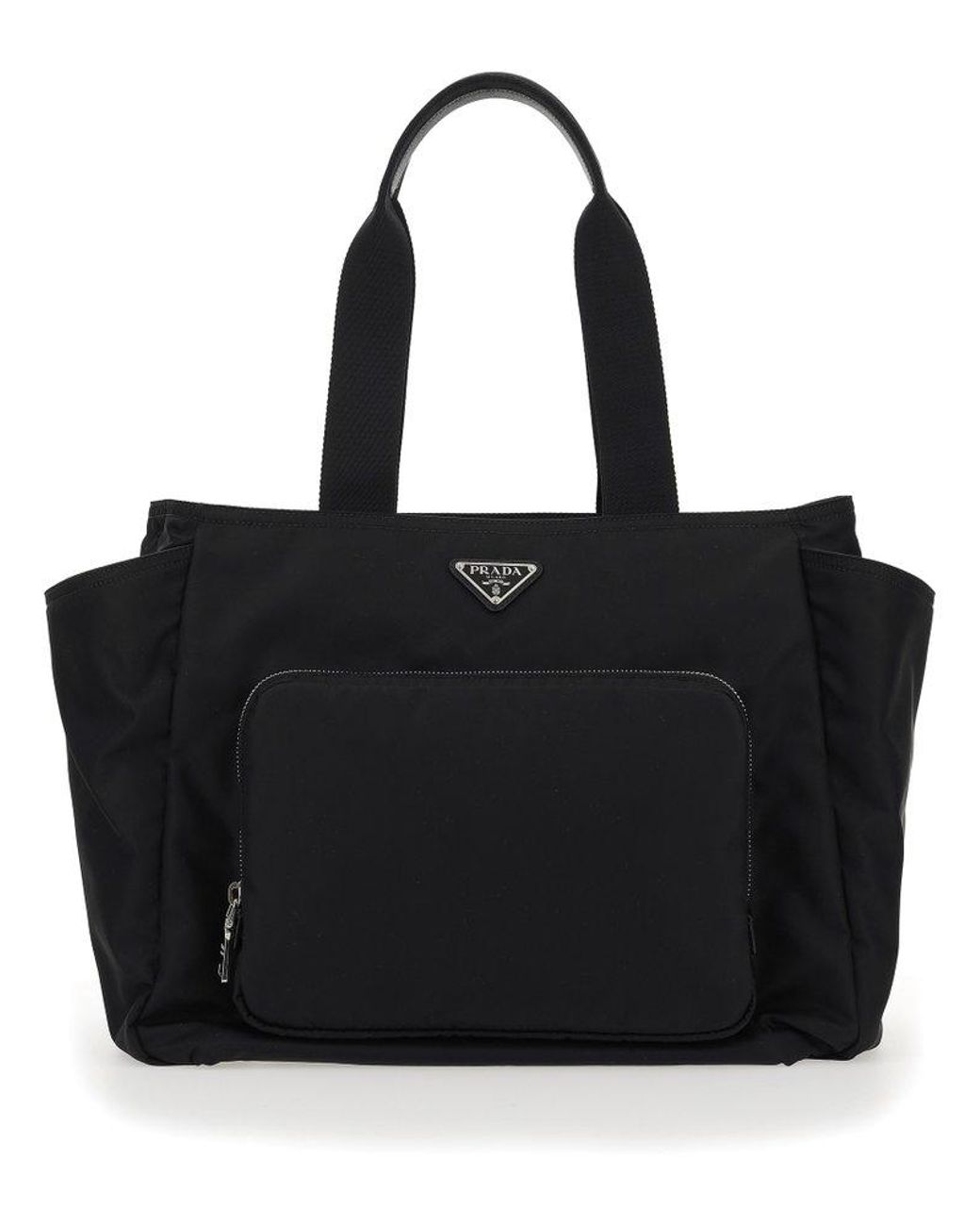 Prada Logo Plaque Changing Bag in Black | Lyst