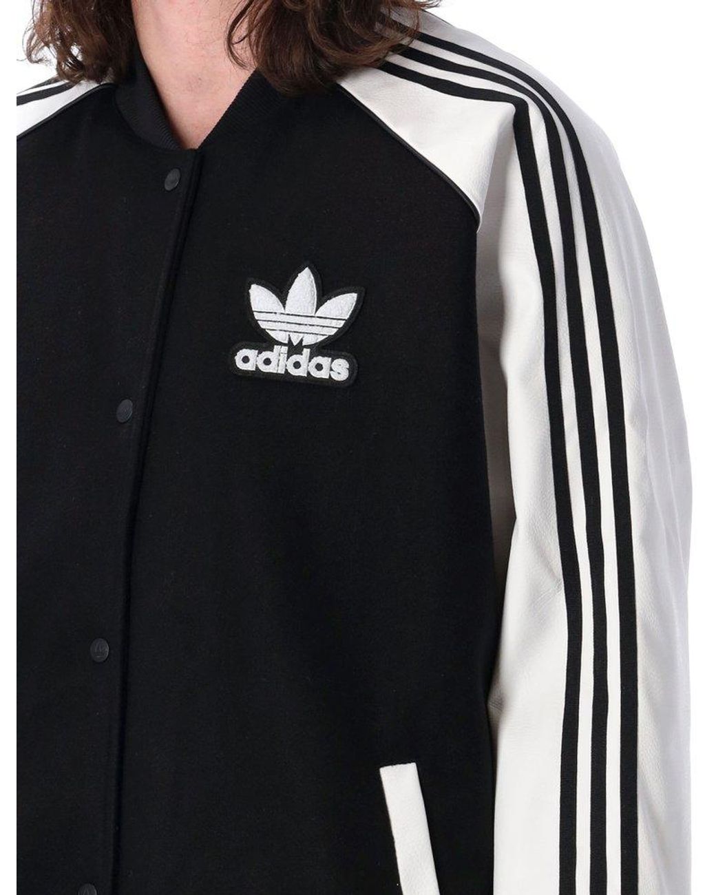 adidas Originals Oversized Varsity Jacket in Black for Men adidas Originals Oversized Varsity Jacket in Black for Men