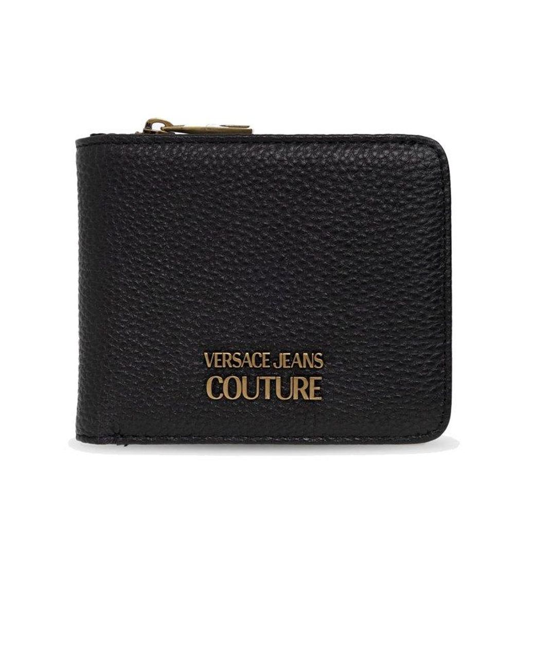 Versace Jeans Couture Logo Lettering Around-zip Wallet in Black for Men ...