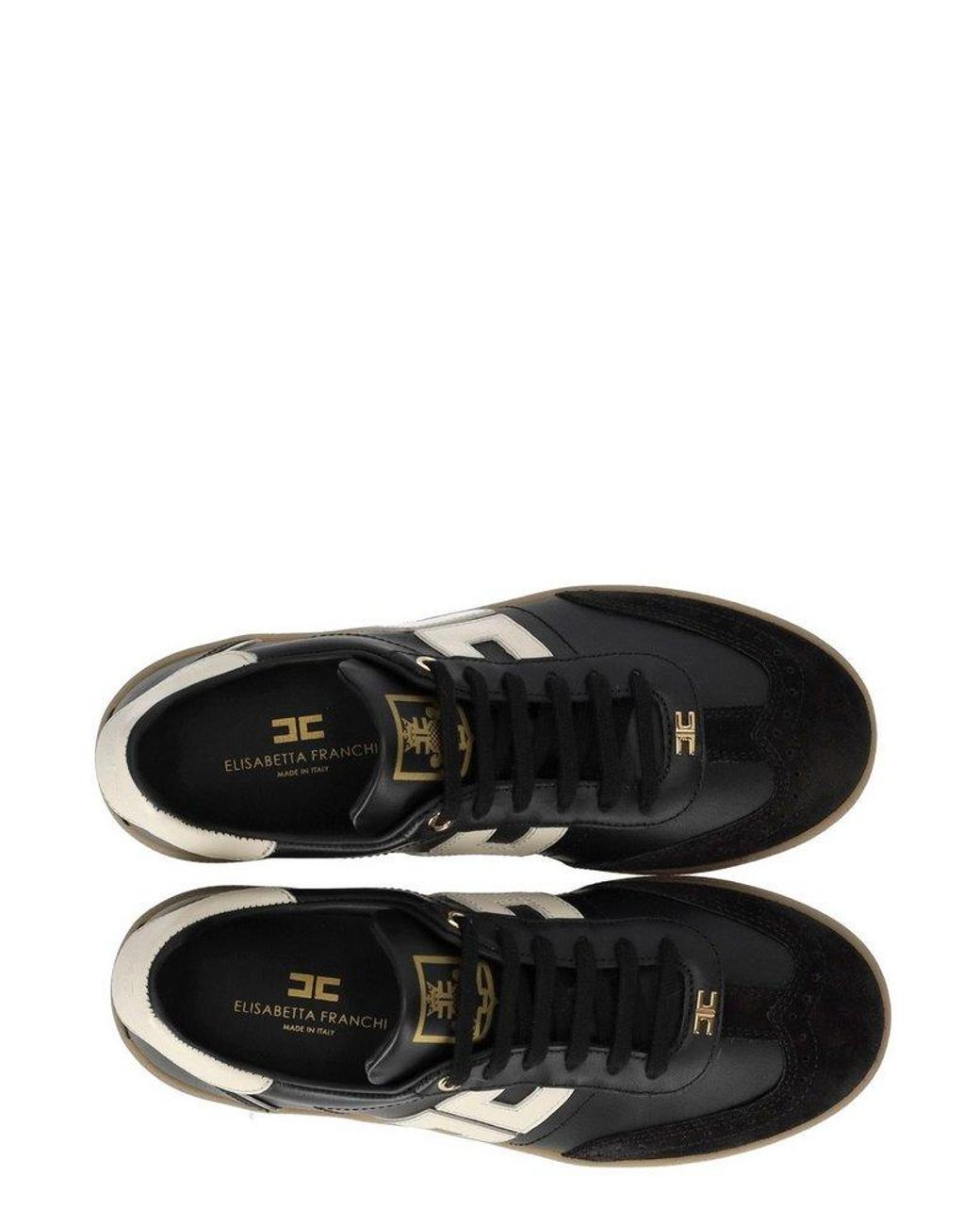 Elisabetta Franchi Leather Lace-up Logo Sneakers in Black | Lyst Elisabetta Franchi Leather Lace-up Logo Sneakers in Black | Lyst
