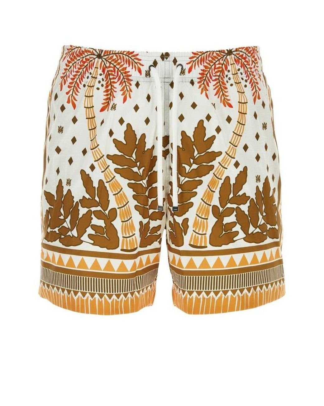 Amiri Palm Tree Printed Swim Trunks in Natural for Men | Lyst