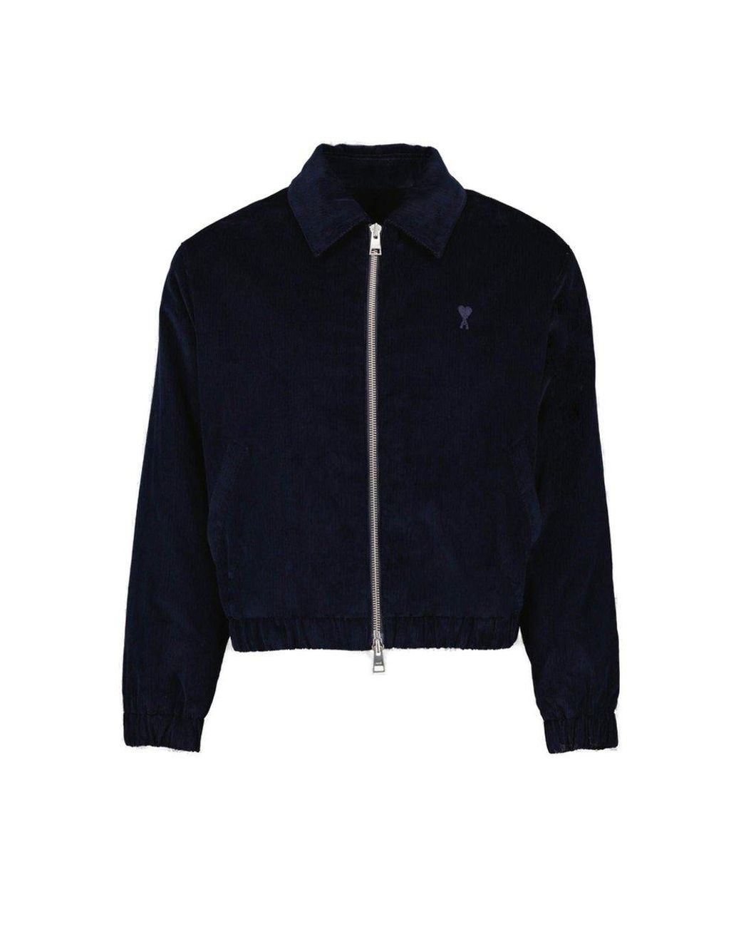 Ami Paris De Coeur Zip-up Corduroy Shirt Jacket in Blue for Men | Lyst