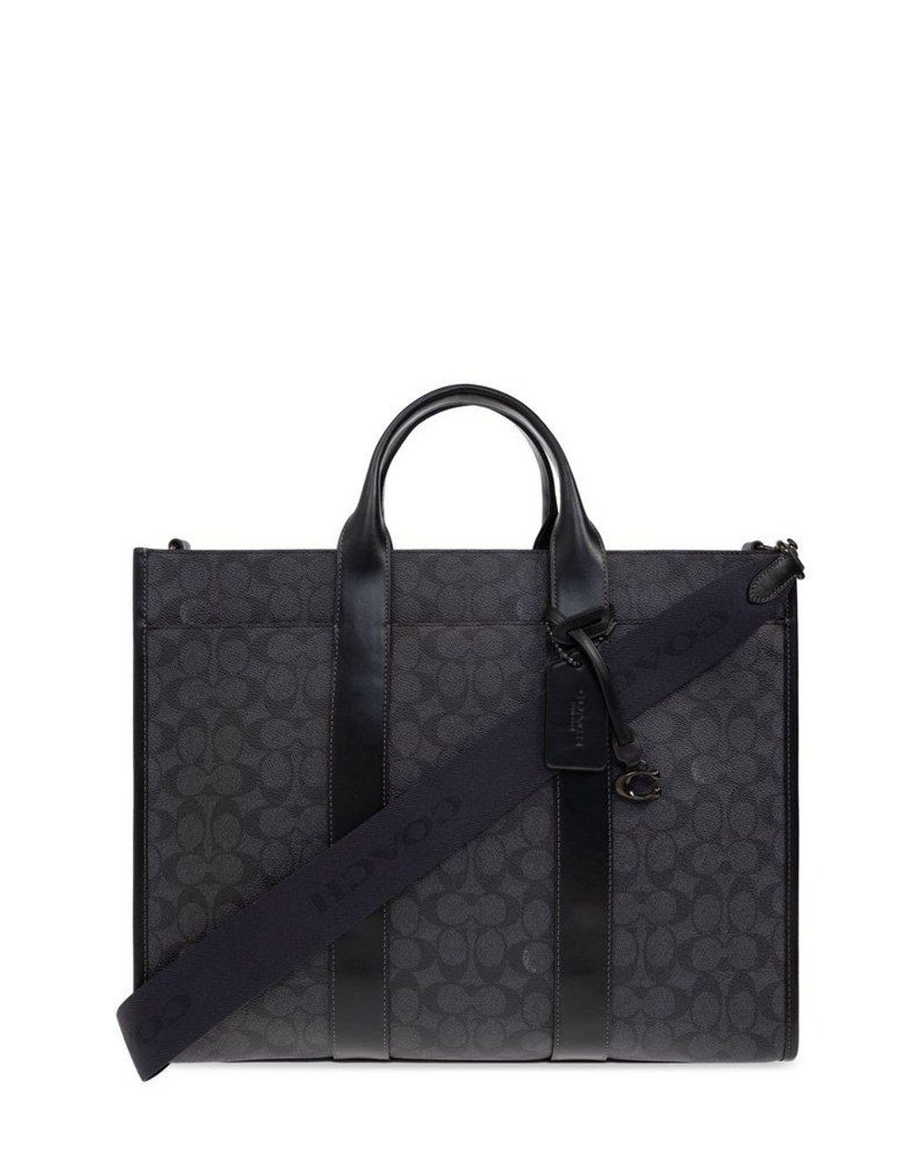 COACH Logo Printed Zipped Document Bag in Black for Men | Lyst