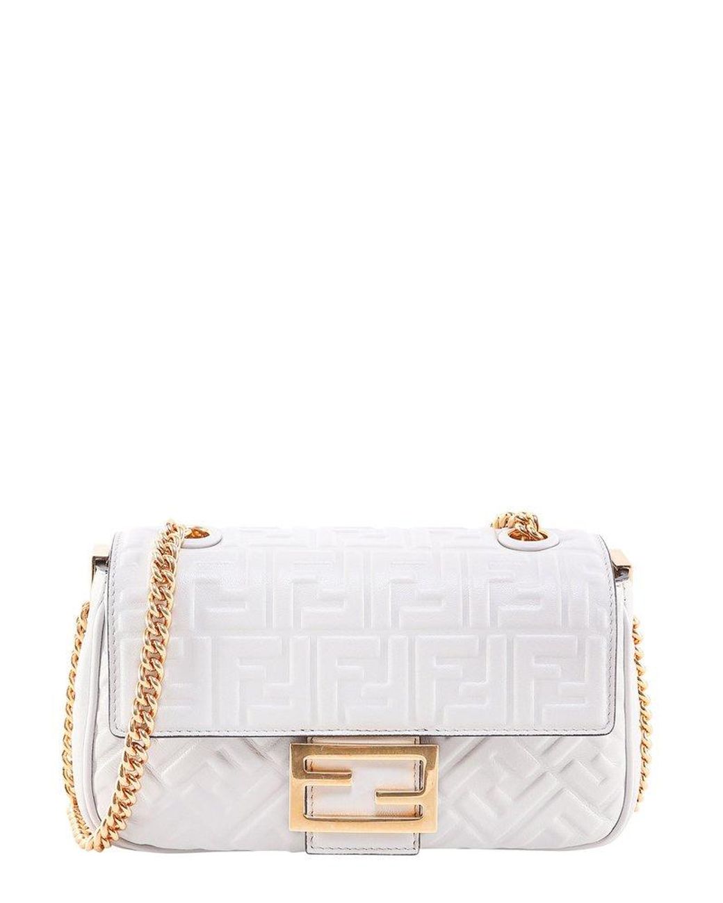 Fendi Ff Motif Chained Shoulder Bag in Gray | Lyst
