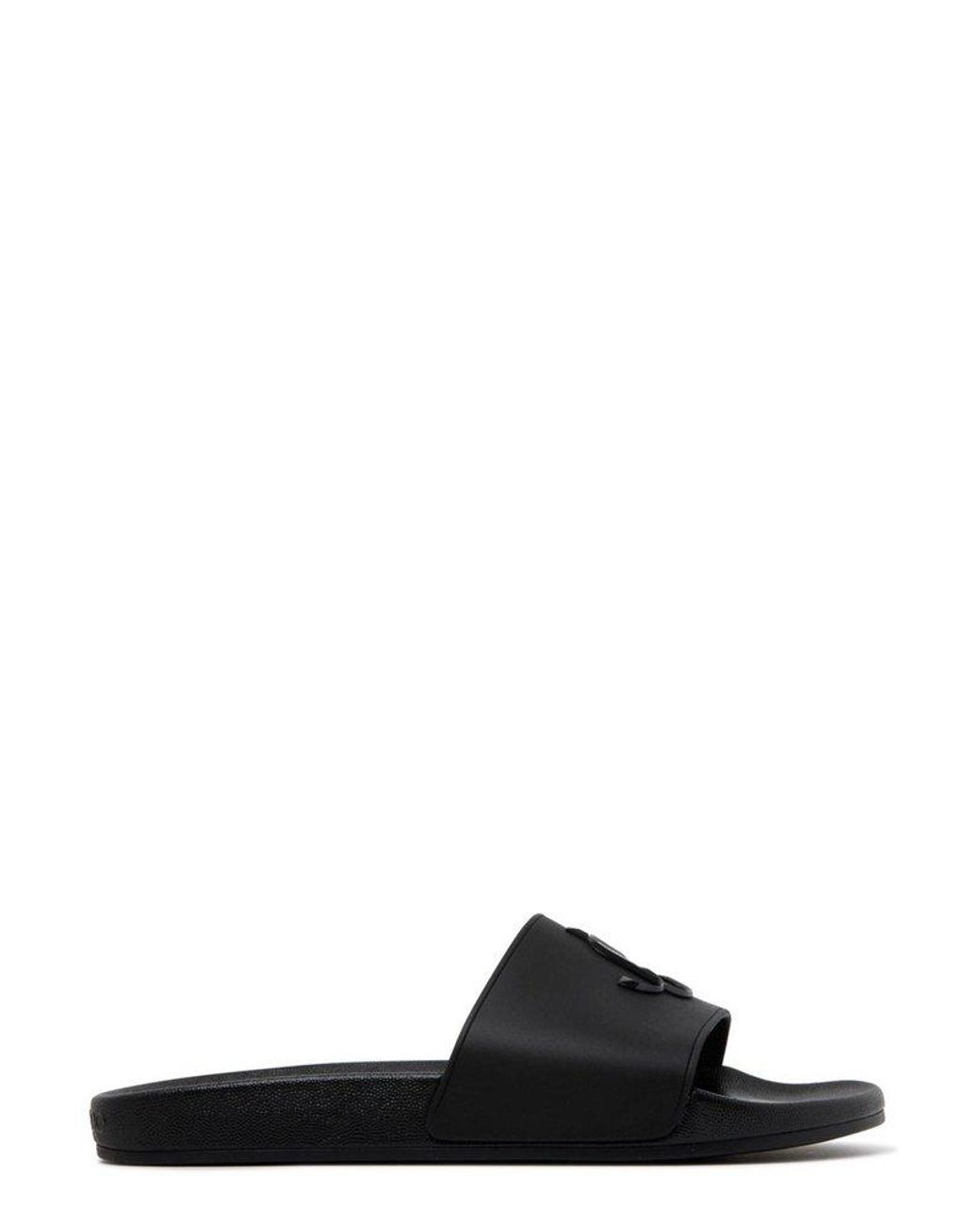 Jimmy Choo Logo Plaque Slip-On Sandals in Black for Men | Lyst