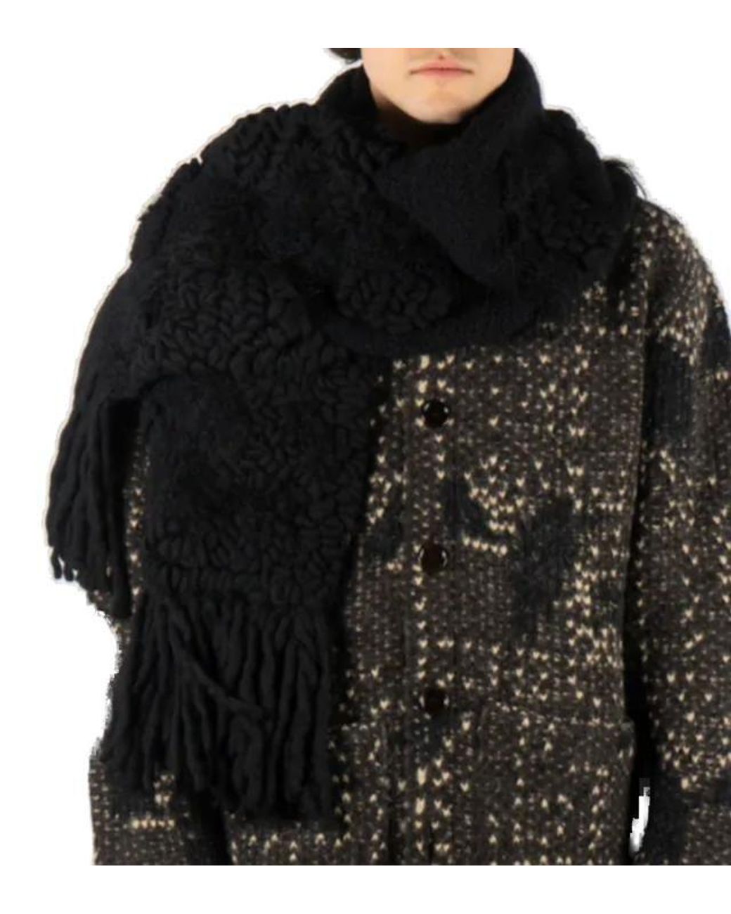Dries Van Noten Fringe Detailed Scarf in Black for Men | Lyst UK
