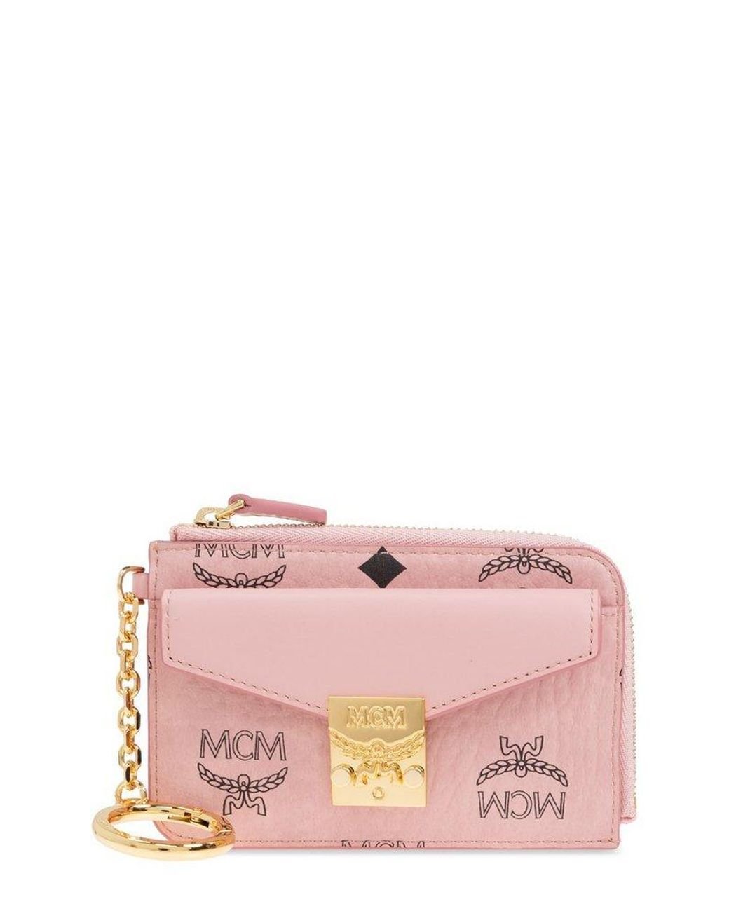 MCM Keychain Embellished Wallet in Pink | Lyst