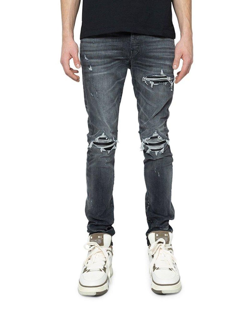 Amiri Distressed Ripped Detailed Jeans in Blue for Men | Lyst