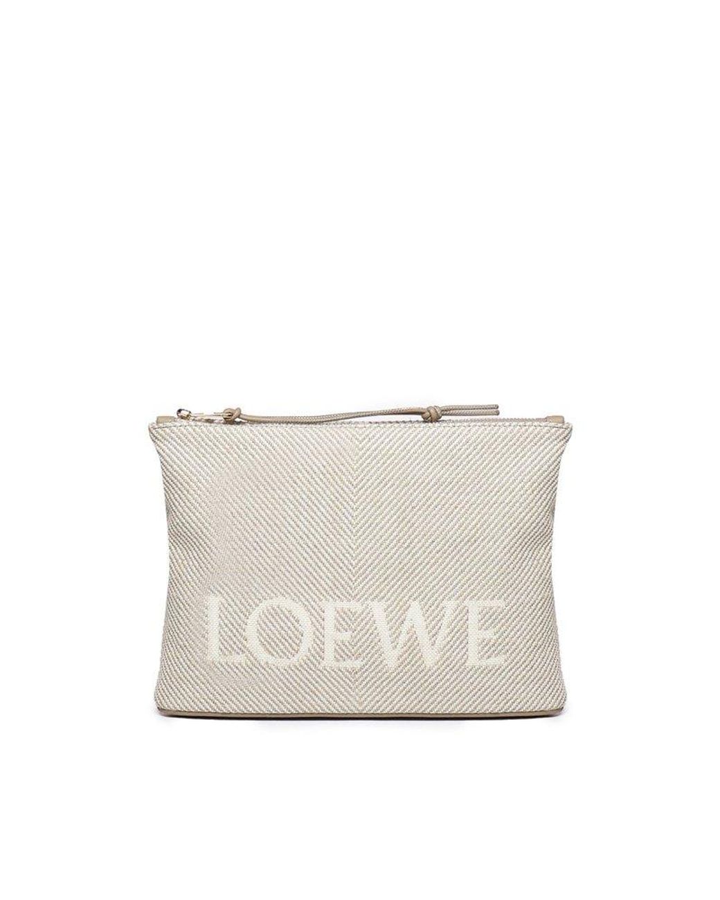 Loewe Linen Jacquard Oblong Clutch in White | Lyst