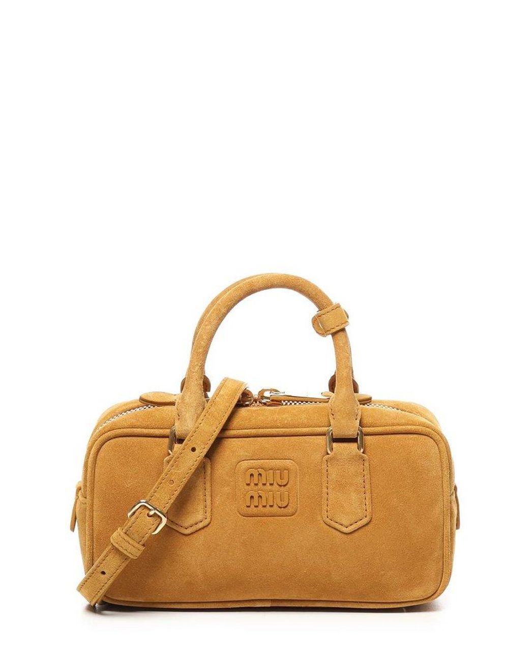 Miu Miu Arcadie Zipped Tote Bag in Brown | Lyst UK