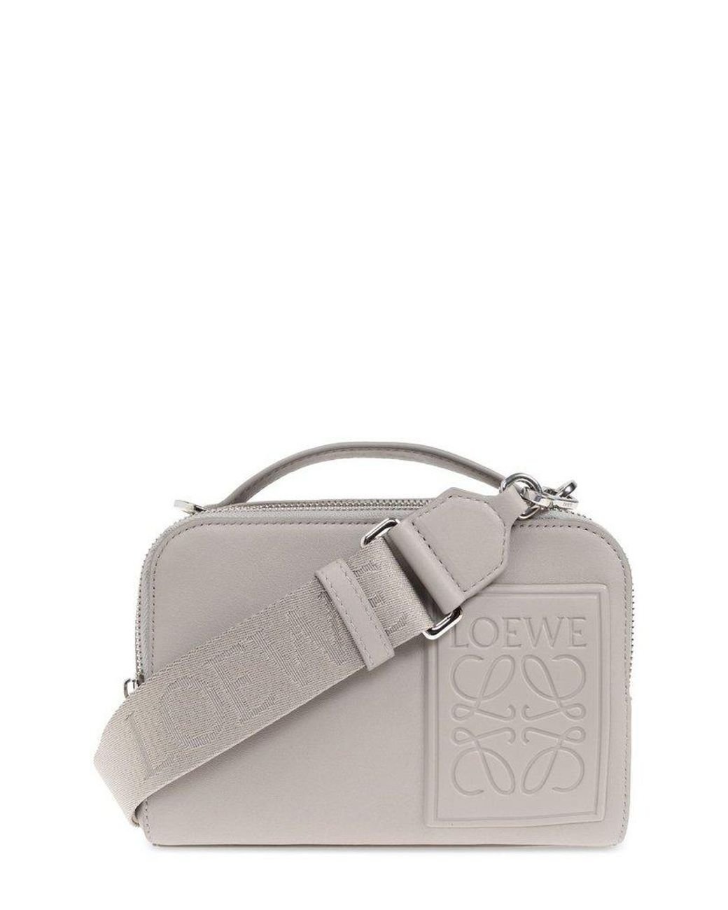 Loewe Logo Embossed Mini Camera Crossbody Bag in Gray for Men | Lyst