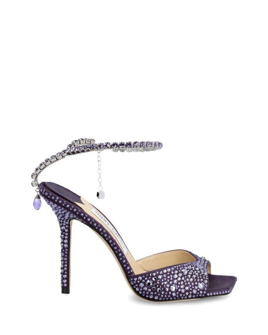 Jimmy Choo Saeda 100 Embellished Open Toe Sandals in White | Lyst