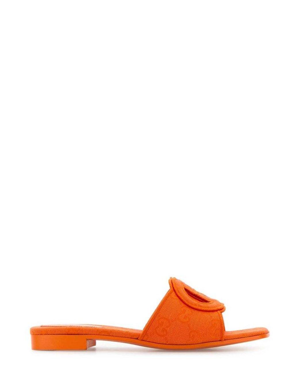 Gucci Interlocking G Slide Sandals in Orange | Lyst