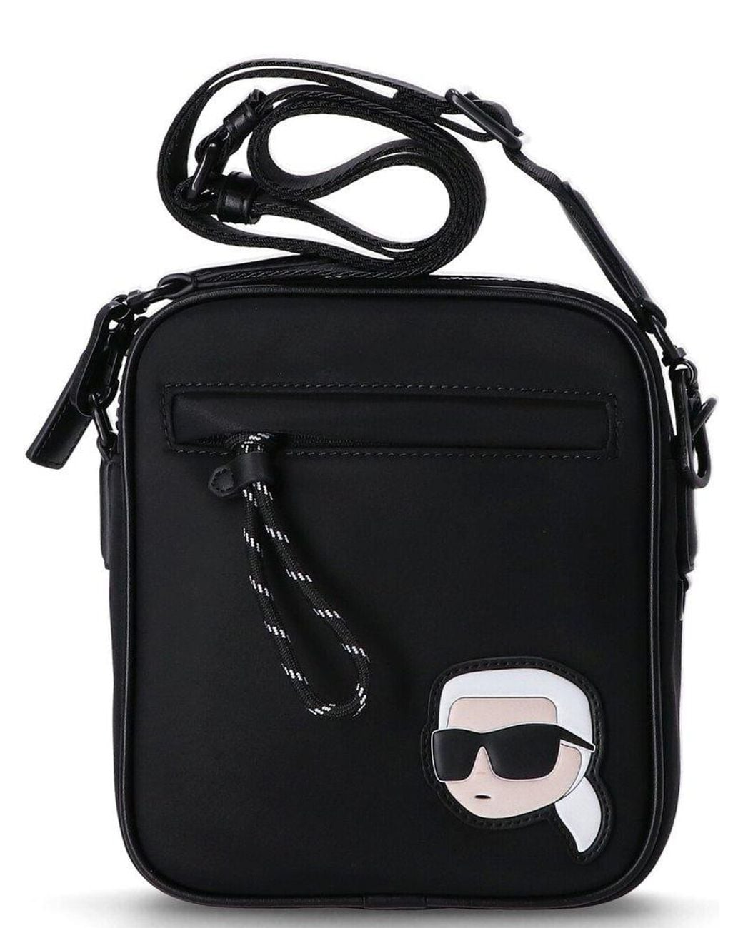 Karl Lagerfeld Ikon Logo Patch Crossbody Bag in Black for Men | Lyst