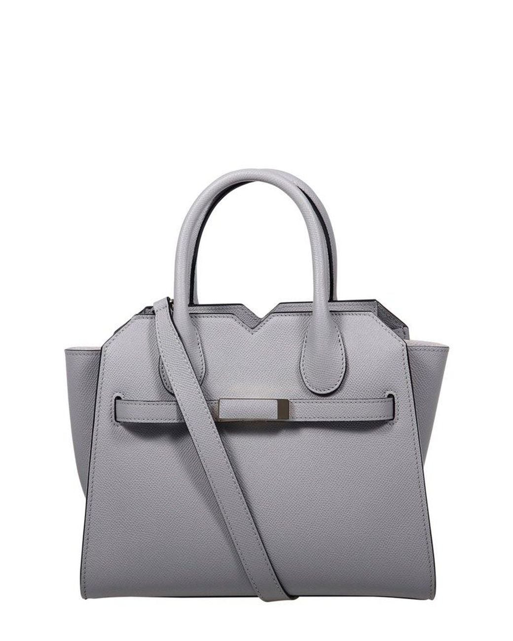 Valextra Milano Mini Top Handle Bag in Gray | Lyst