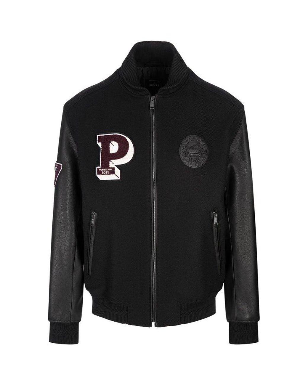 BOSS X Porsche Logo Patch Zipped Jacket in Black for Men | Lyst