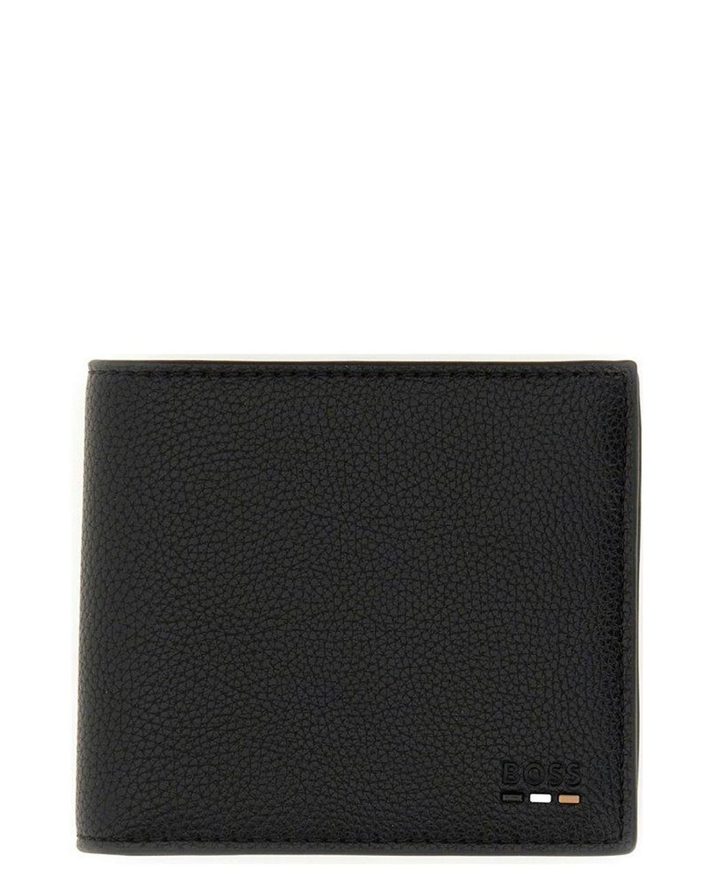 BOSS Logo-Debossed Bi-Fold Wallet in Black for Men | Lyst