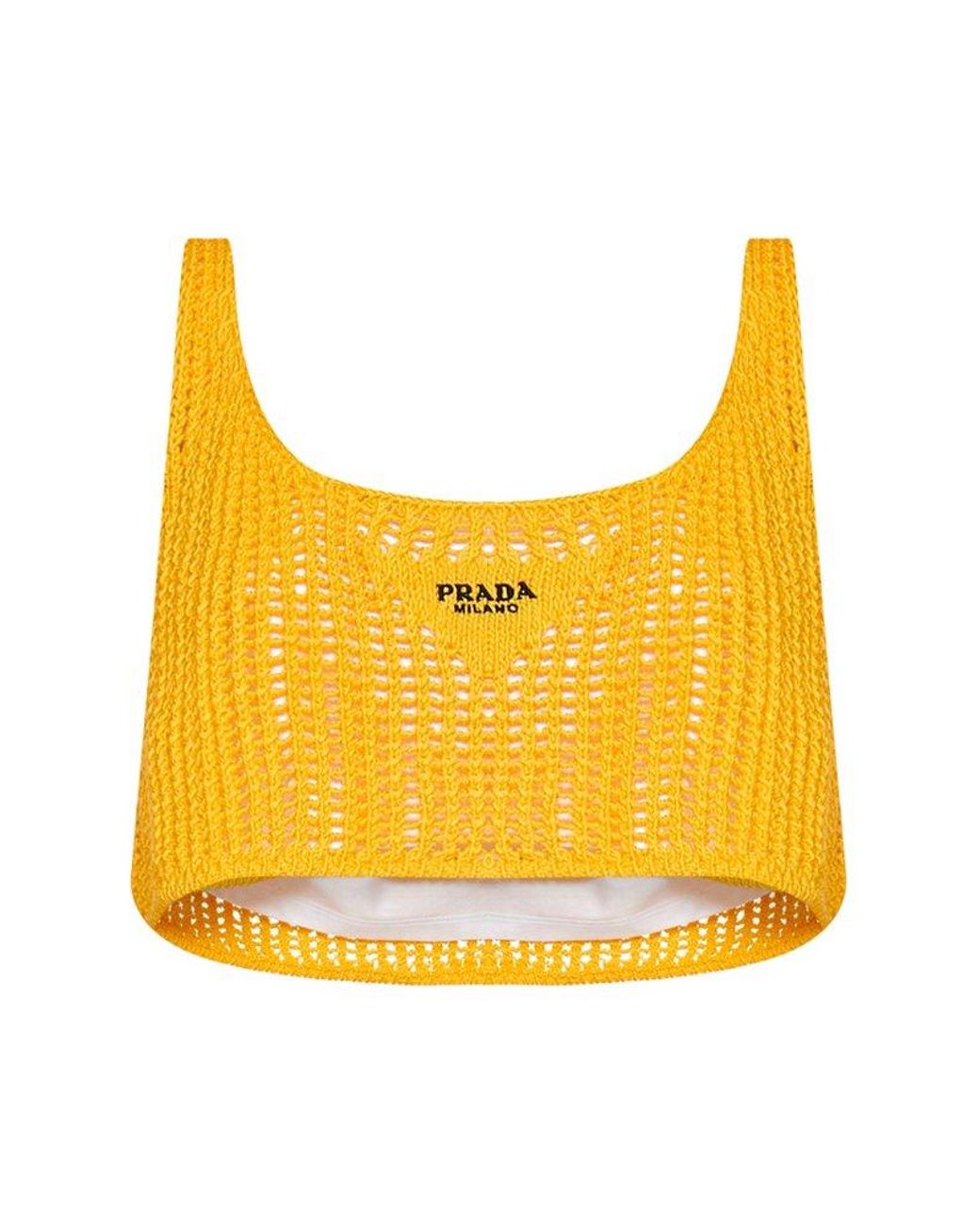 Prada Cotton Crochet Crop Top | Lyst