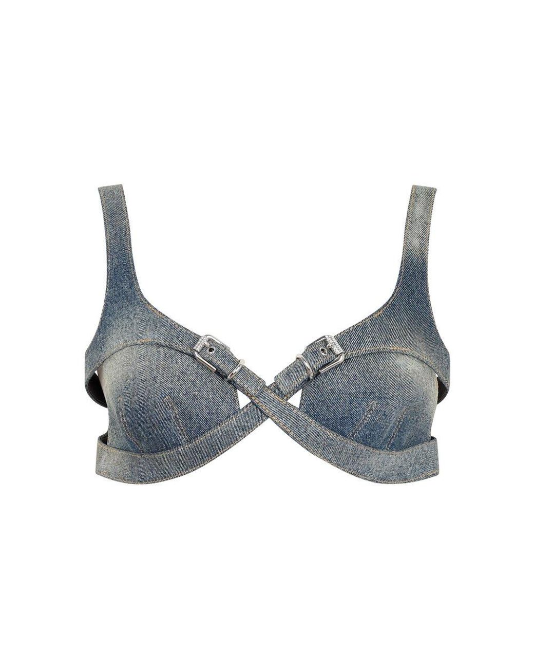 Givenchy Crossed Denim Bra Top in Gray | Lyst