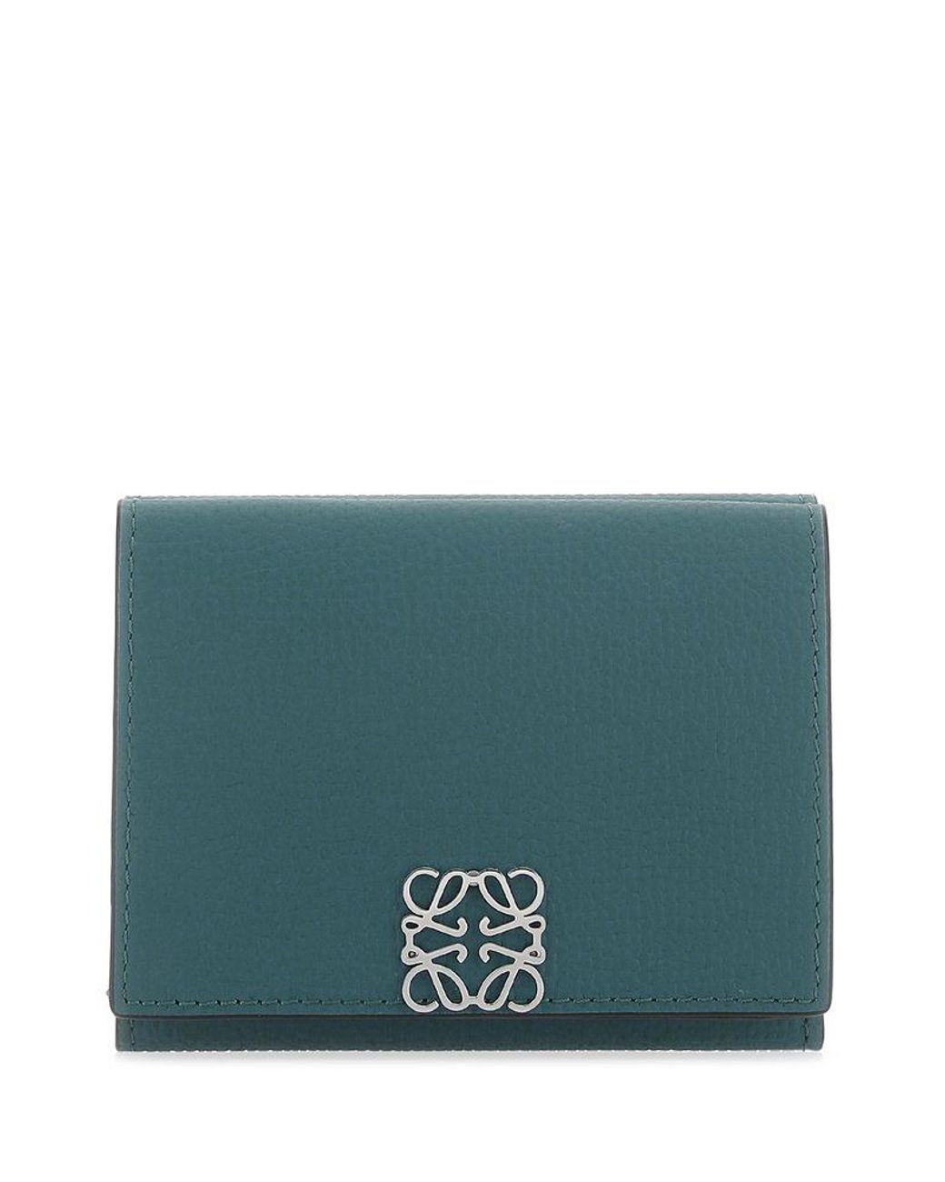 Loewe Anagram Plaque Tri-fold Wallet in Green | Lyst