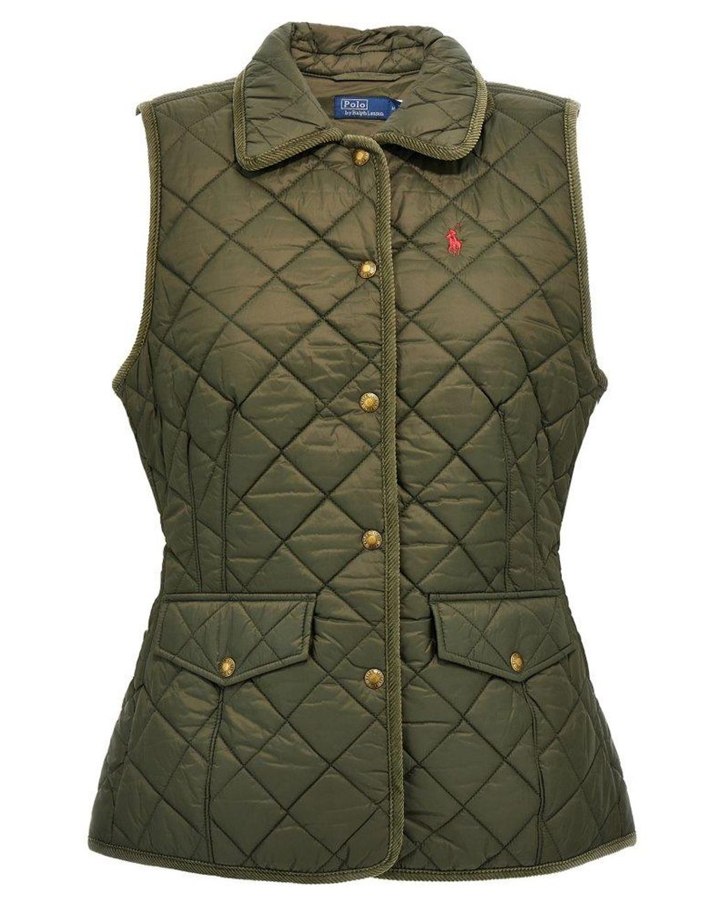 Polo Ralph Lauren Logo Embroidery Quilted Vest in Green | Lyst