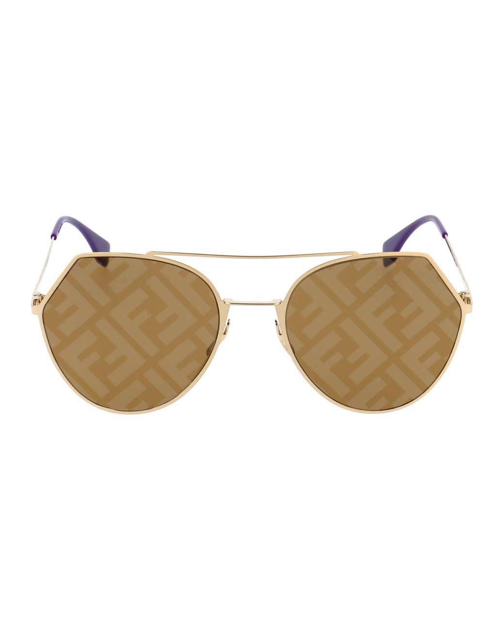 Fendi Ff Monogram Aviator Sunglasses In Gold Metallic Lyst