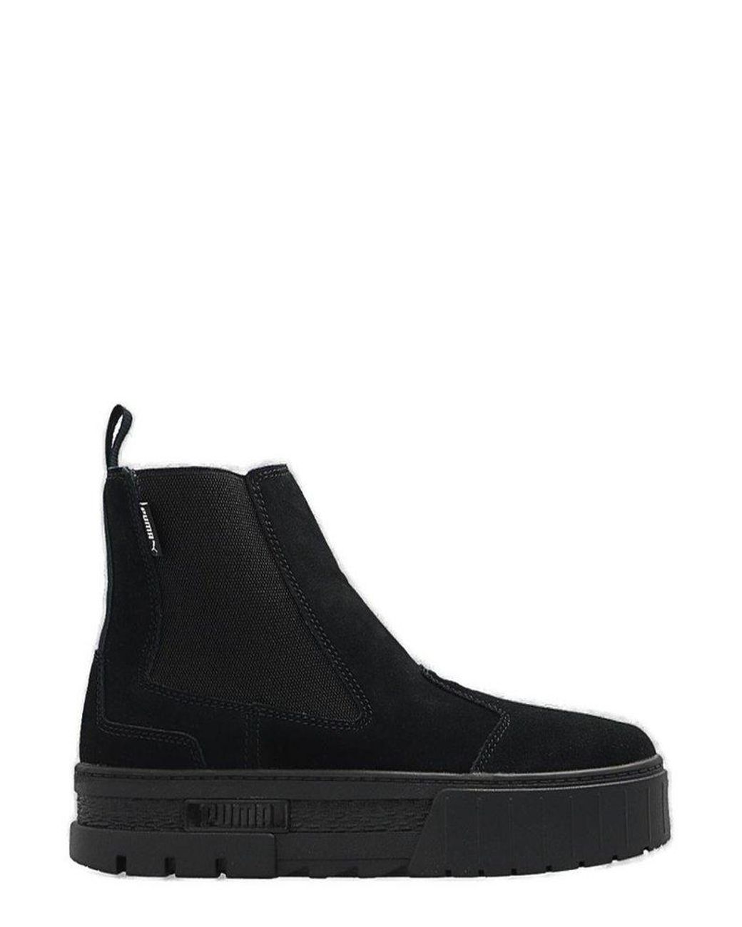 PUMA Mayze Chelsea Round Toe Boots in Black | Lyst UK
