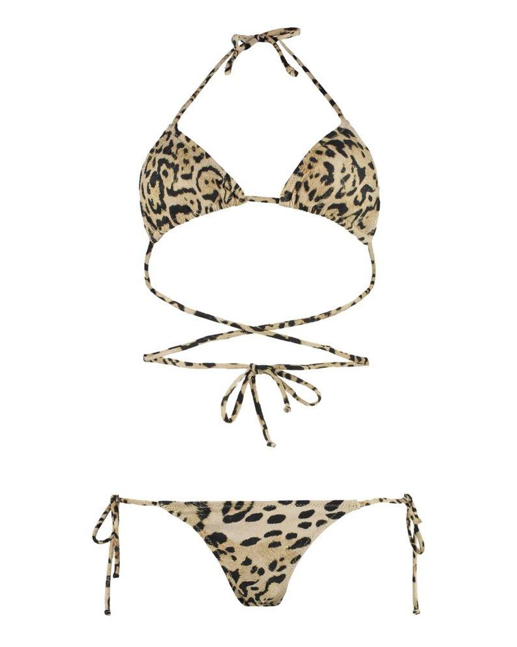 Reina Olga Leopard Print Triangle Bikini Set In White Lyst