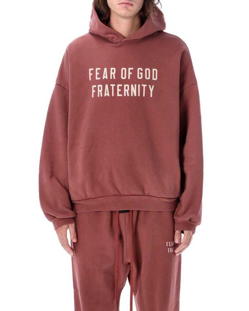 Fear Of God Heavy Fleece Hoodie in Red for Men | Lyst