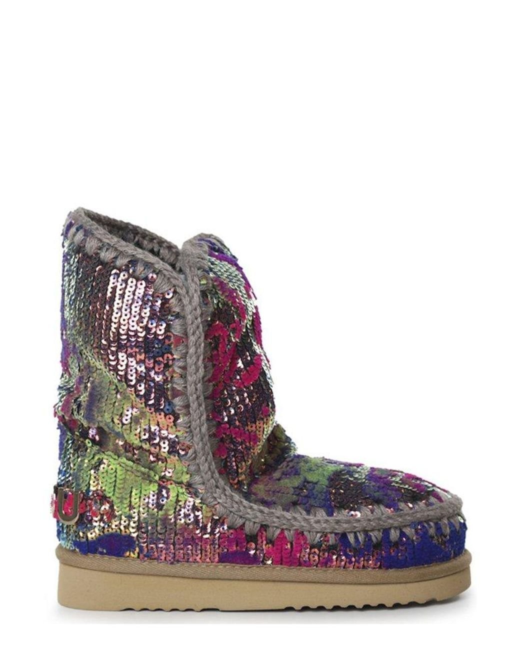 Mou Eskimo 24 Sequin-embellished Ankle Boots in Brown | Lyst