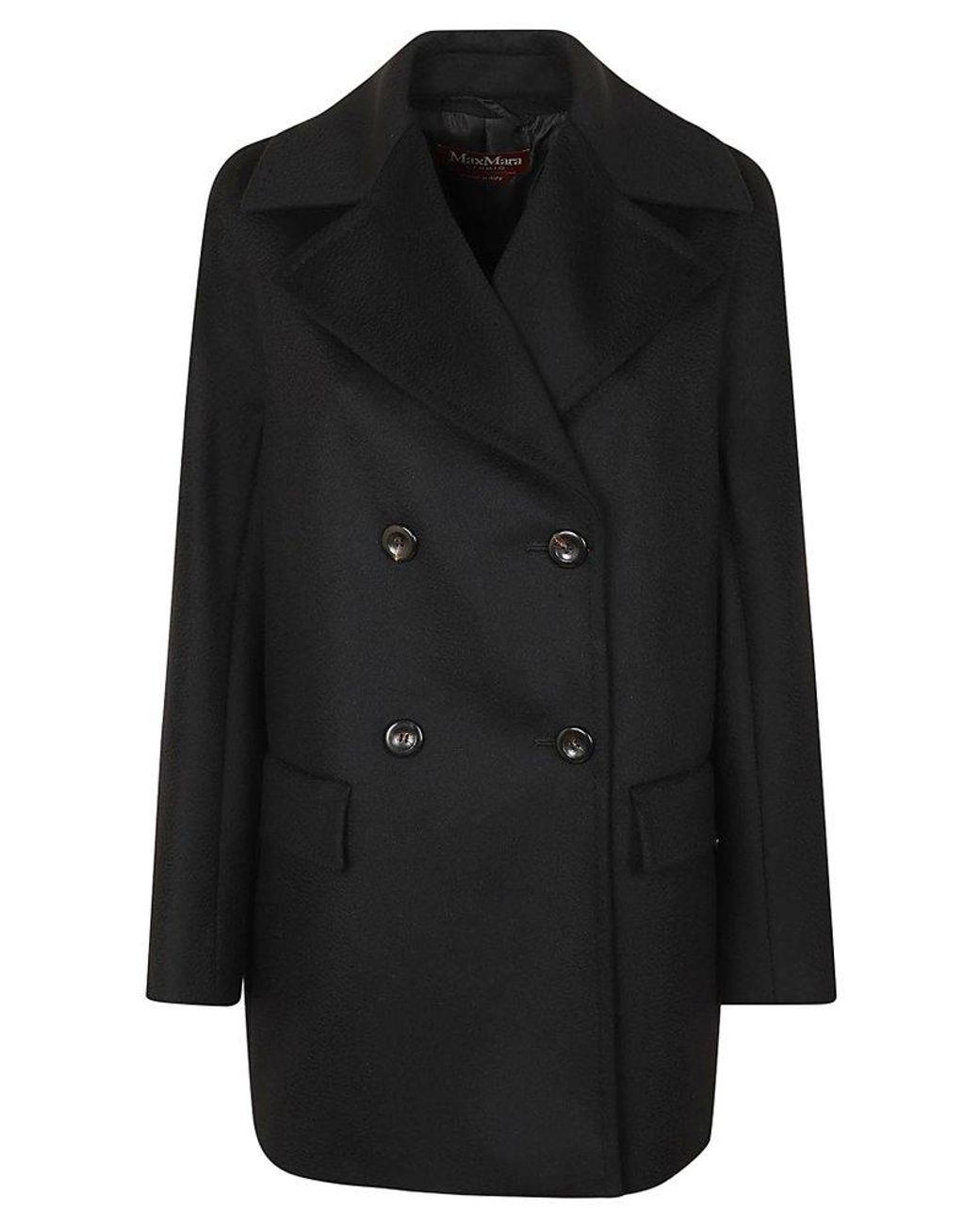 Max Mara Kent Double-breasted Coat in Black | Lyst