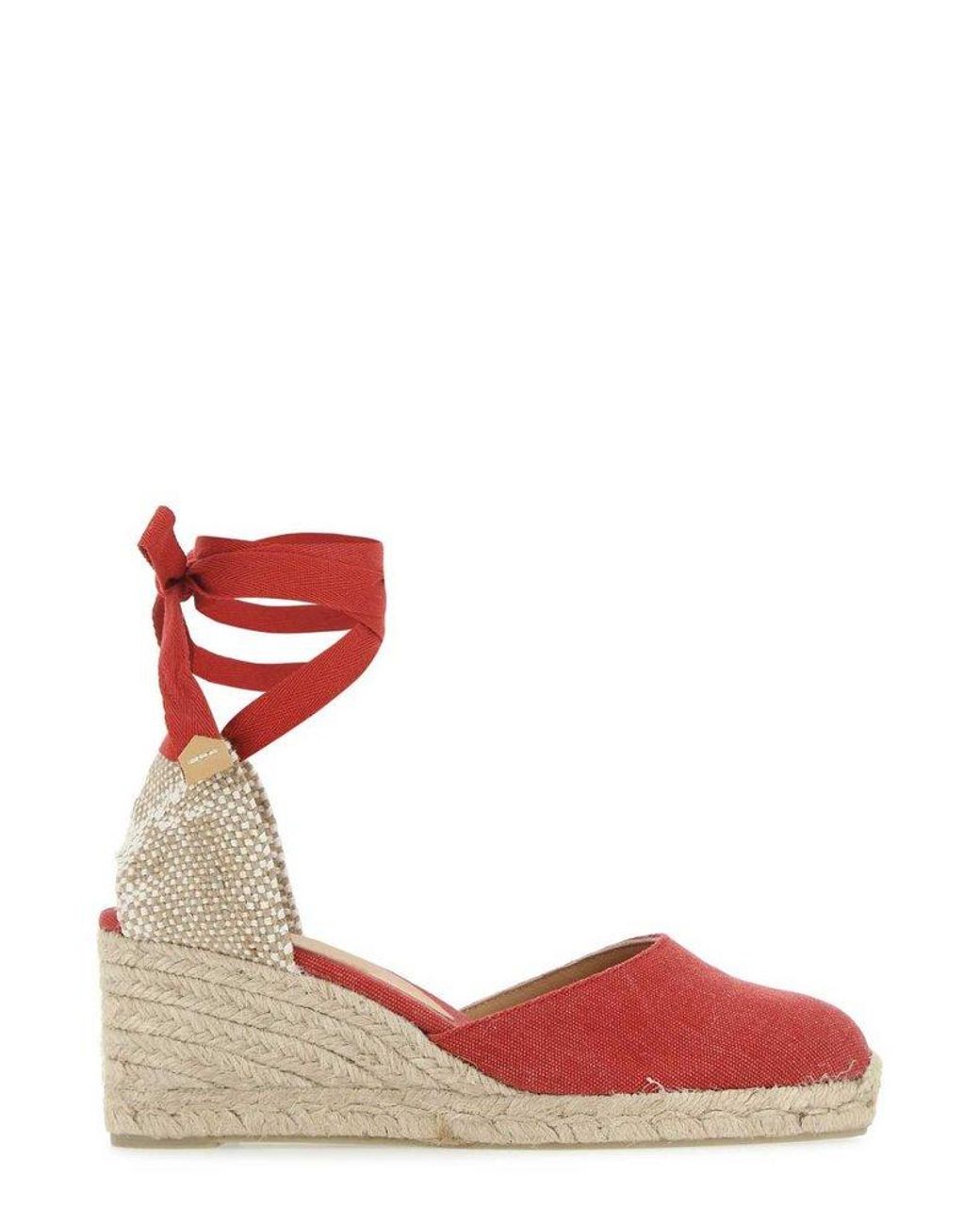 Castañer Ankle Strapped Carina Wedge Espadrilles in Red | Lyst Castañer Ankle Strapped Carina Wedge Espadrilles in Red | Lyst