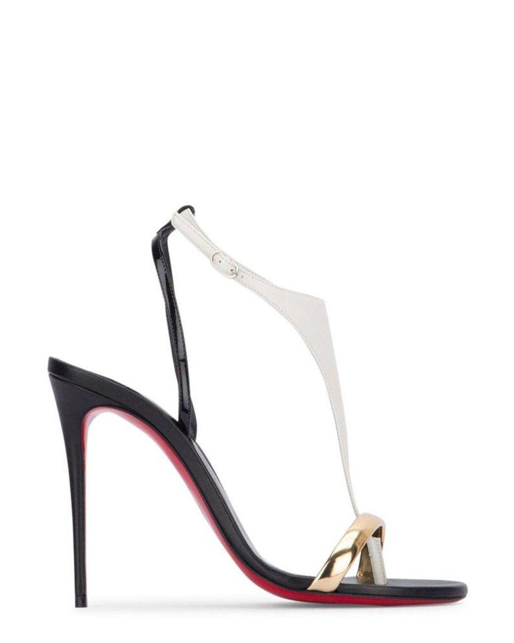 Christian Louboutin Athina Panelled Sandals in Black | Lyst