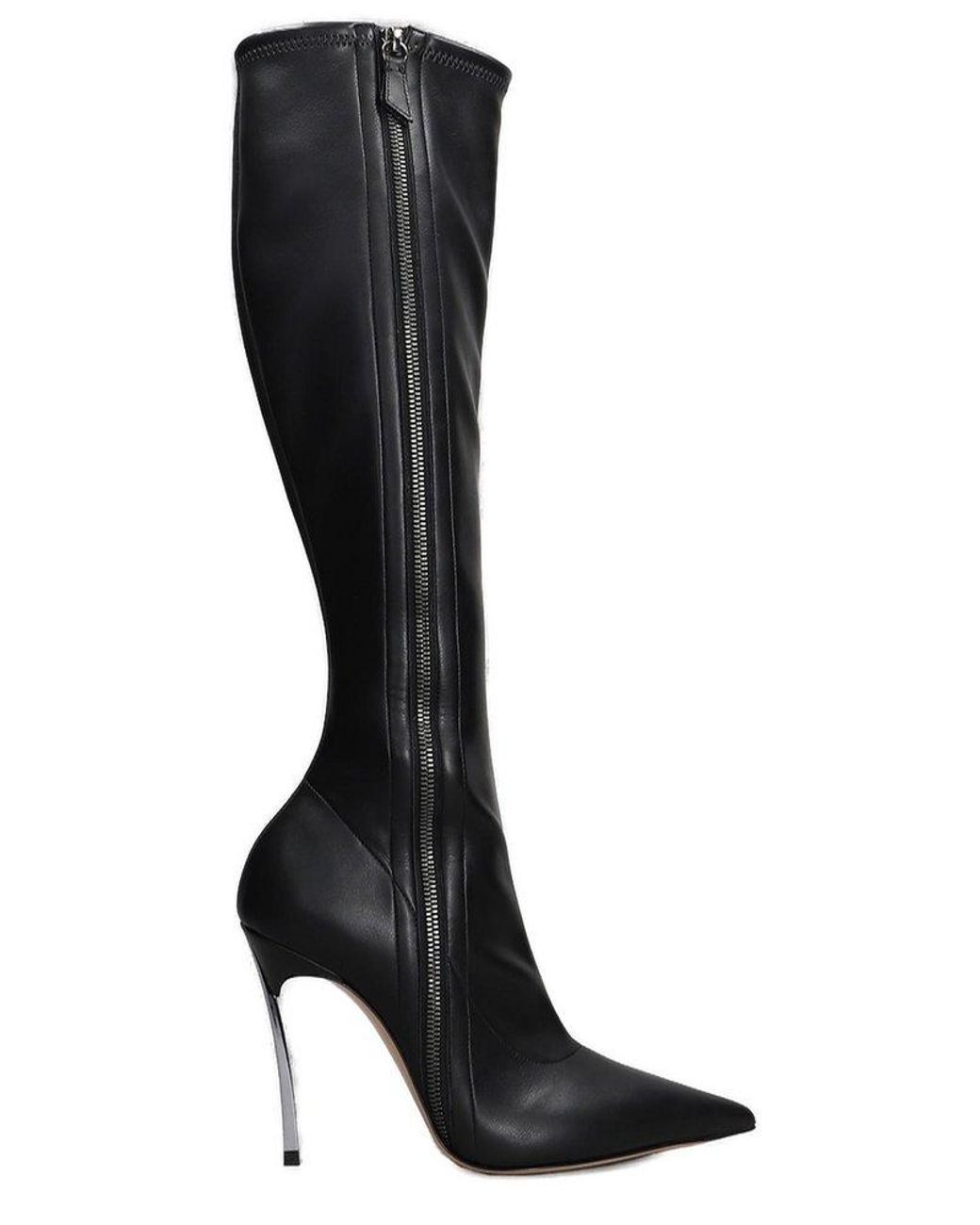 Casadei Blade Zipped To The Knee Boots in Black | Lyst
