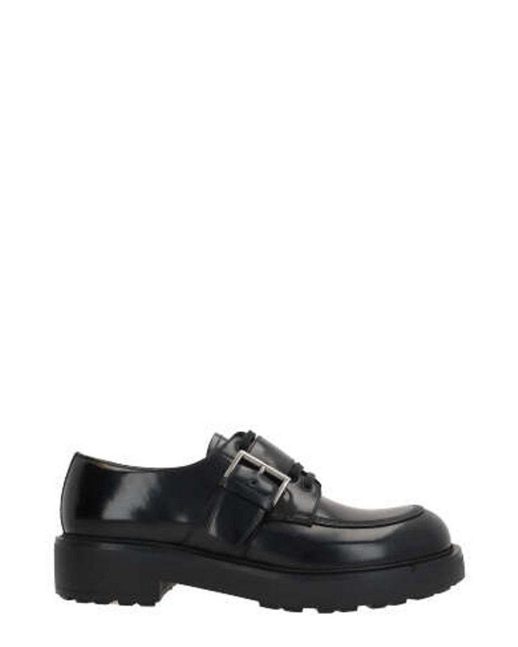 Prada Buckled Derby Shoes in Black for Men | Lyst