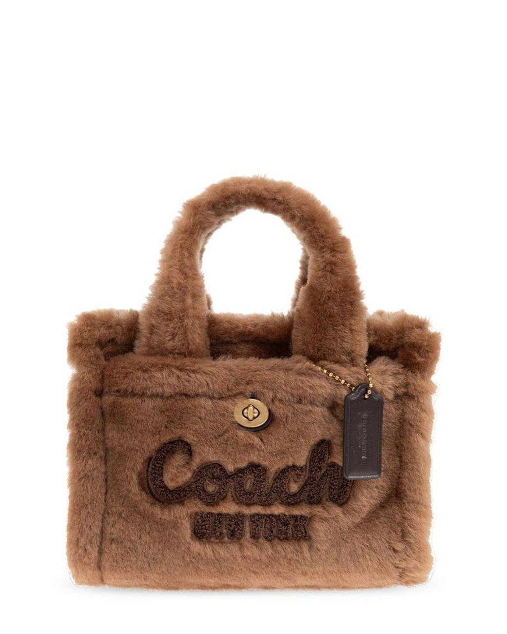 COACH Logo-embroidered Handbag in Brown | Lyst