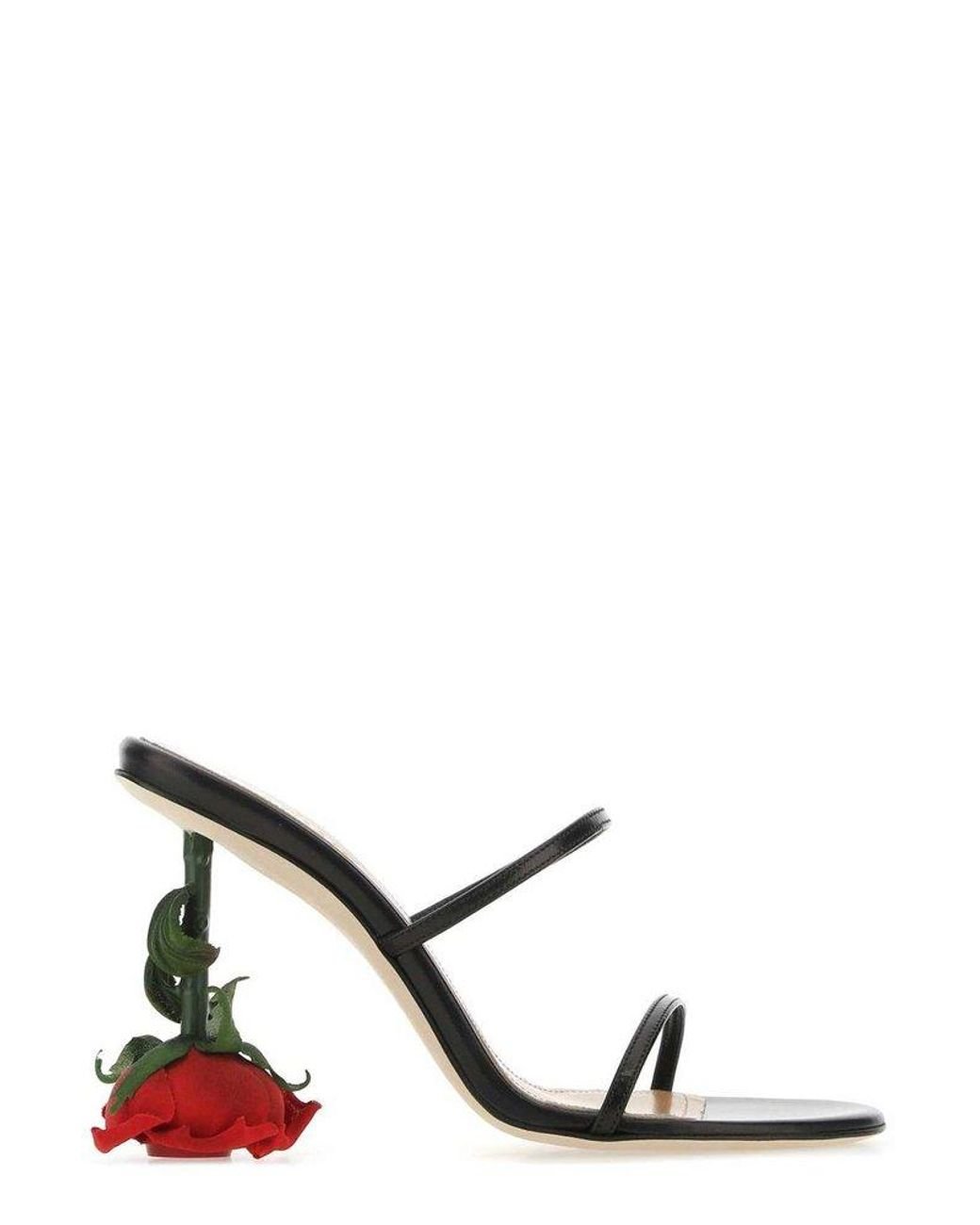 Loewe Rose Heel Sandals in Black | Lyst