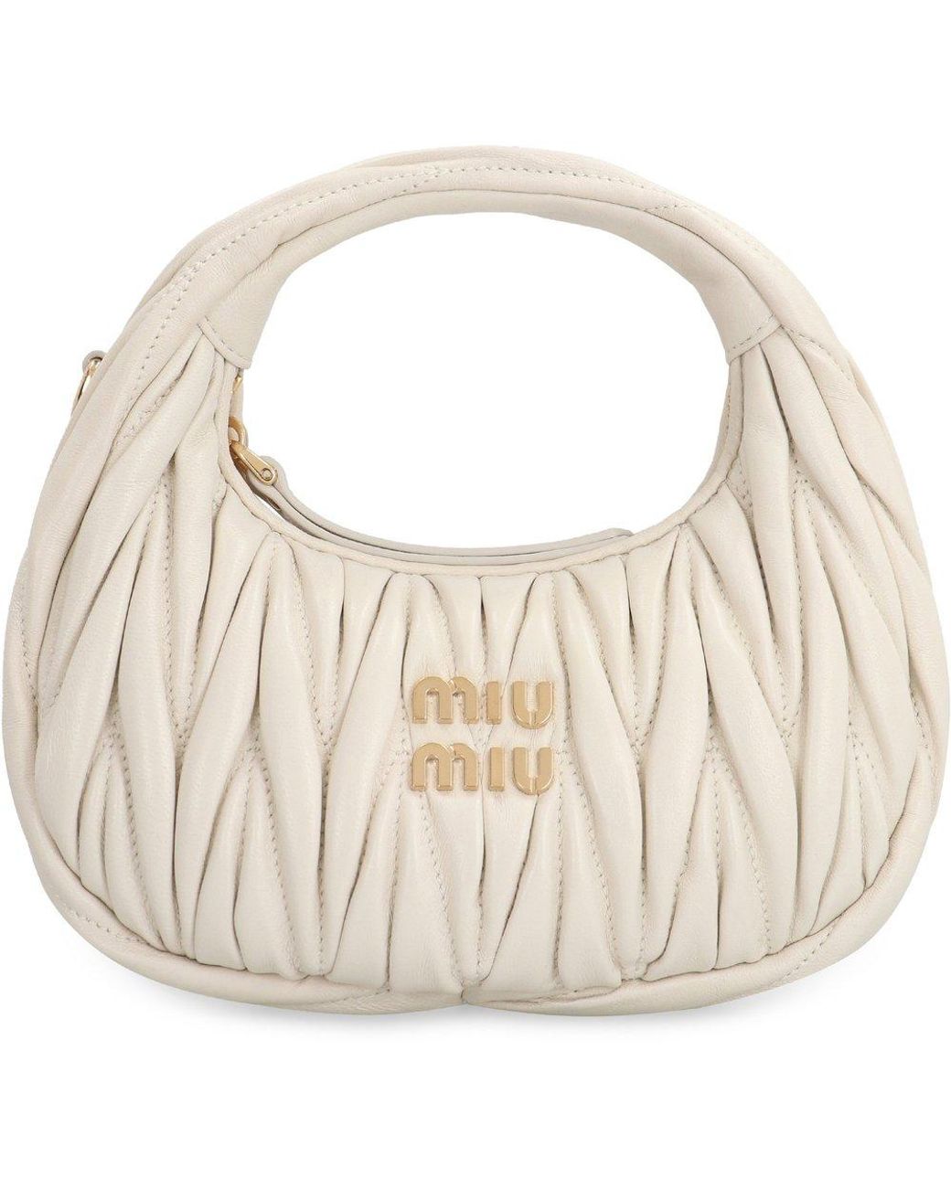 Miu Miu Wander Matelassé Zipped Mini Shoulder Bag in White | Lyst