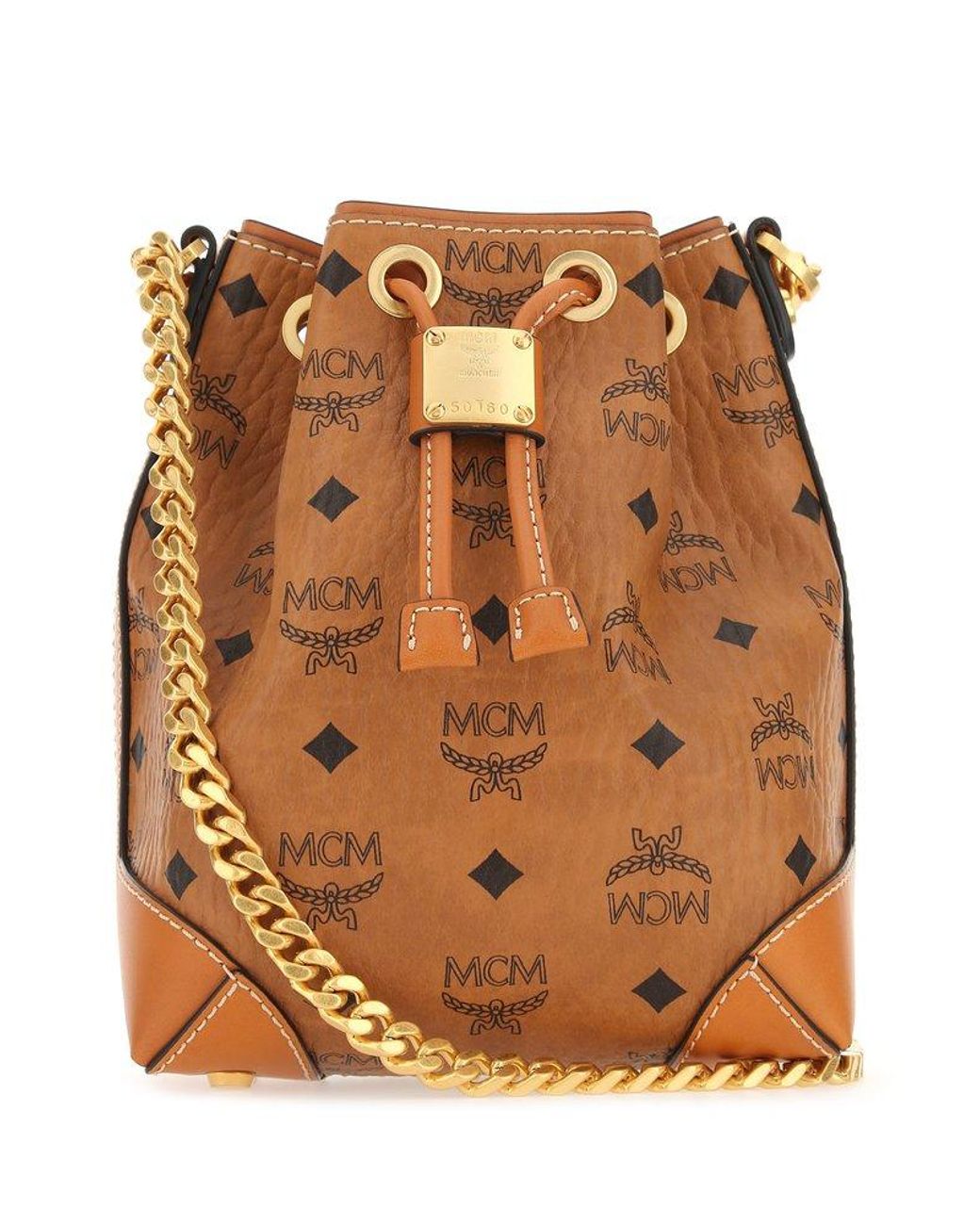 MCM Printed Canvas Mini Soft Berlin Bucket Bag in Brown | Lyst